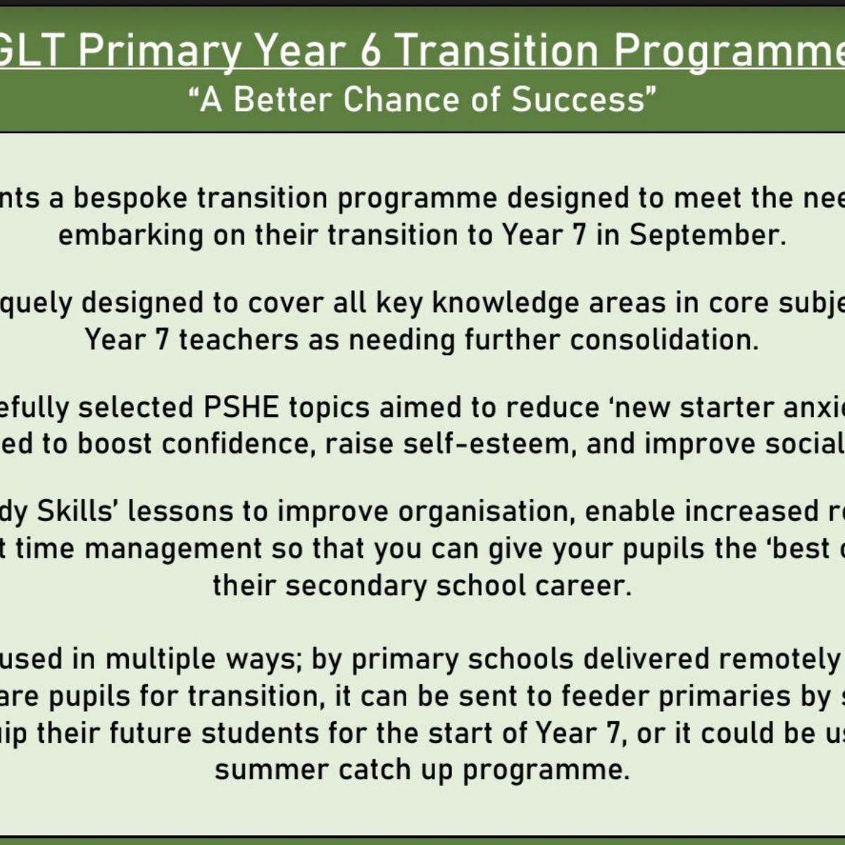 Greenshaw Learning Trust - GLT schools create primary transition programme